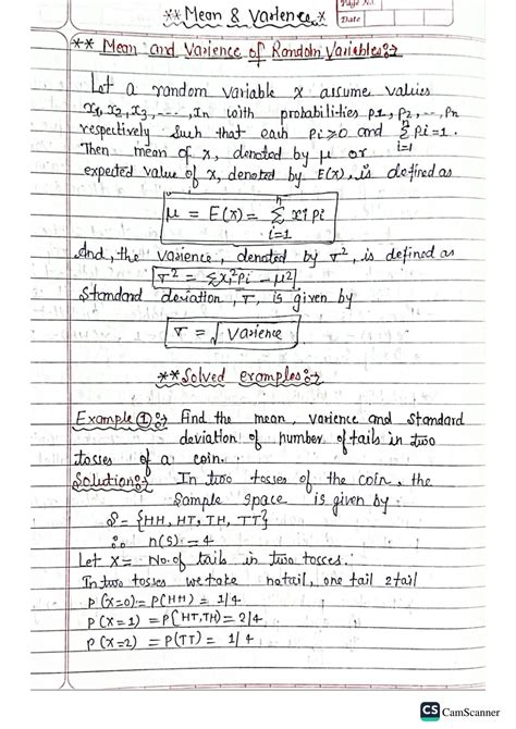 SOLUTION Probability Distribution Mean N Variance Notes Worked Examples And Assessment Studypool