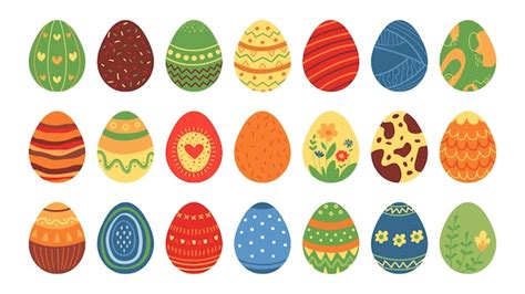 Flat Easter Isolated Eggs Sweet Table Decoration Spring Festival Egg Decor Templates Holy