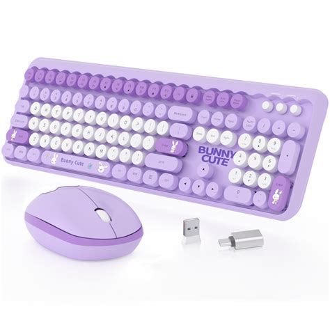 Wireless Keyboard And Mouse Combo Mofii 106 Round Keys With Otg Adapter Full Size Cute Colorful