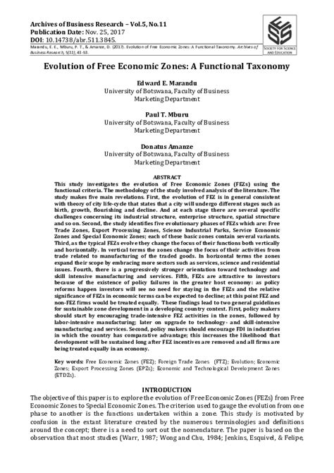 Pdf Evolution Of Free Economic Zones A Functional Taxonomy