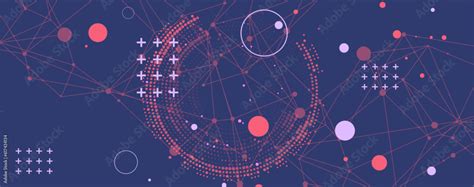 Halftone Science Background With Connecting Dots And Lines Digital Data Visualization Stock