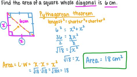 Find The Diagonal Of A Square From Area Geometry 45 Off