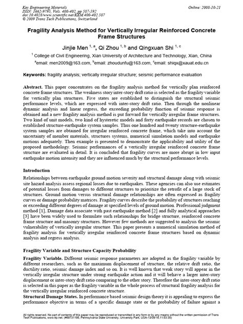 fragility analysis method for vertically irregular reinforced concrete