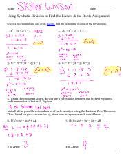 Using Synthetic Division To Find Factors Roots Polynomial And Course Hero