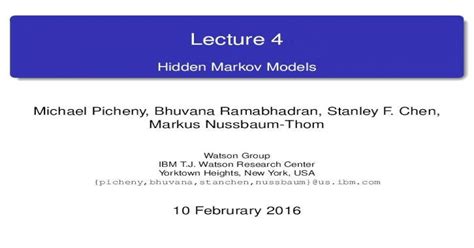 Pdf Lecture 4 Hidden Markov Models Columbia Universitylecture 4 Hidden Markov Models