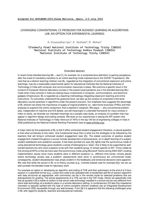 Pdf Leveraging Conventional Cs Problems For Blended Learning In