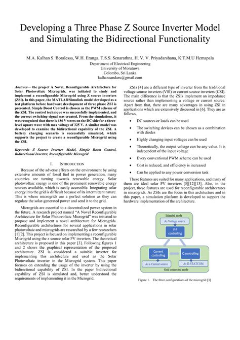 Pdf Developing A Three Phase Z Source Inverter Model And Simulating The Bidirectional