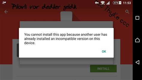 Solved You Cannot Install This App Because Another User Has Already