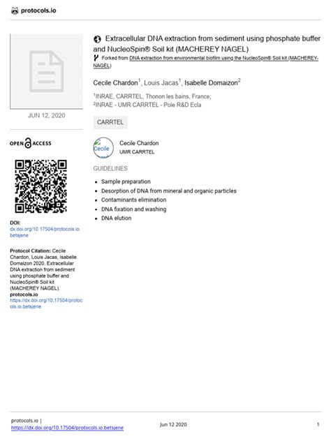 Extracellular Dna Extraction From Sediment Using P Betsjene Pdf