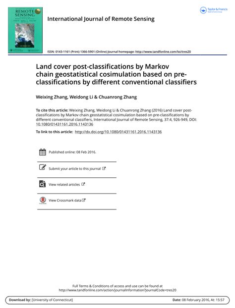 Pdf Land Cover Post Classifications By Markov Chain Geostatistical Cosimulation Based On Pre