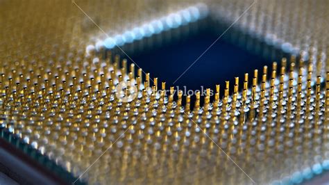 Central Processing Unit Cpu Close Up Of Microcircuit Chip With Electronic Components Moment