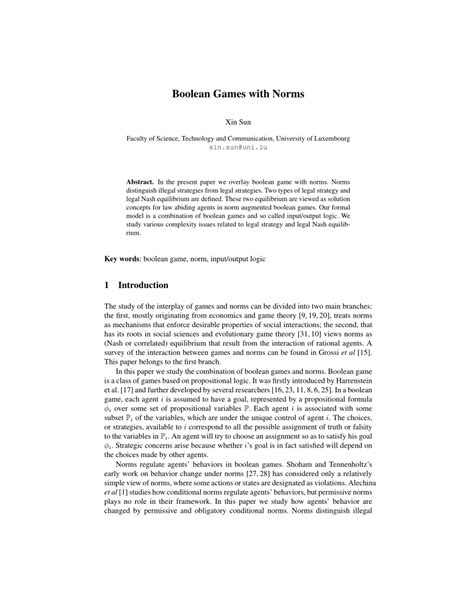 Pdf Boolean Games With Norms