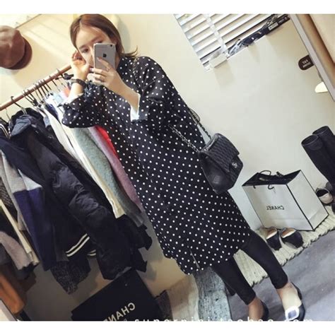 Te3207my Autumn Korean Fashion Dot Thicken Chiffon Long Sleeve Shirt