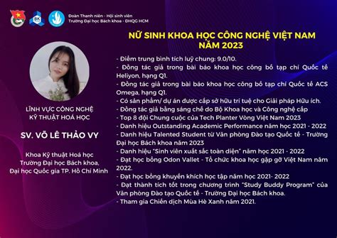 Sv Bách Khoa Quốc Tế đạt Giải Thưởng Nữ Sinh Khoa Học Công Nghệ Việt Nam 2023 Trường Đại Học