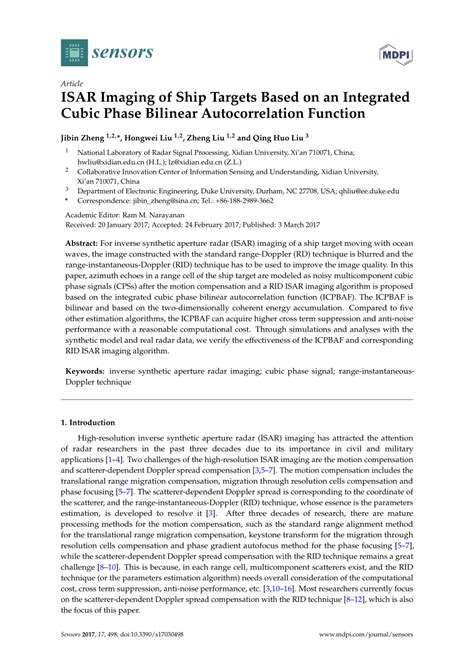 Pdf Isar Imaging Of Ship Targets Based On An Integrated Cubic Phase Bilinear Autocorrelation