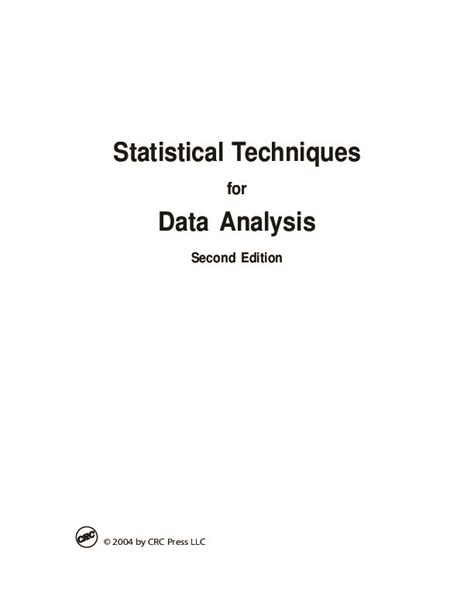 Statistical Techniques For Data Analysis Pdfepub Version Downloadable Download Feetlux Store