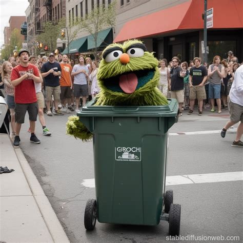 Oscar The Grouch S Aggressive Garbage Can Rampage Stable Diffusion Online