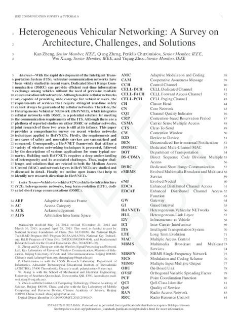Pdf Heterogeneous Vehicular Networking A Survey On Architecture