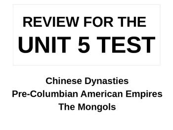 WORLD UNIT 5 LESSON 5 World History Unit 5 Test Review POWERPOINT