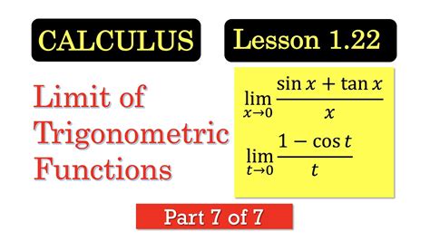 Calc1 22 Limit Of Trigonometric Functions Part 7 [english Subtitles] Youtube