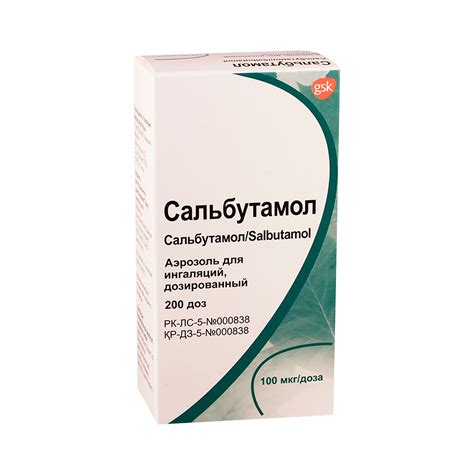 Сальбутамол 100 мкг доза аэрозоль для ингаляций дозированный ингалятор 200 доз Apteka By