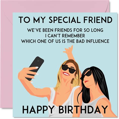 Funny Birthday Cards For Women Her Selfie Friends Fun Happy Birthday Card For Best Friend