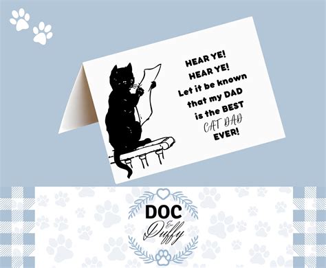 Printable Cat Dad Card Fathers Day Cat Card From The Cat Fathers