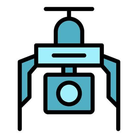 Premium Vector Surveillance Drone Icon Outline Vector Aerial Camera Air Copter Color Flat