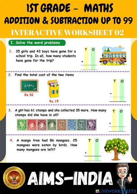 1st Maths Ps02 Addition And Subtraction Up To 99 Ch 07 Worksheet Worksheets Library