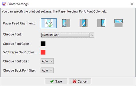 Printer Font ChequeSystem Help Center