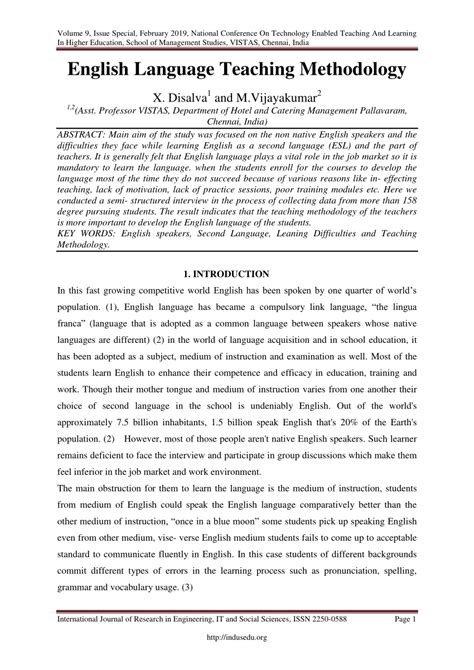 Pdf English Language Teaching Methodology