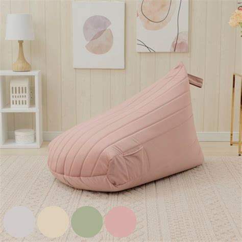 【楽天市場】ビーズクッション ベロア 背もたれ ポケット付き （ クッション ビーズ ミニ ソファ 三角 座椅子 1人掛け 軽量 コンパクト 取っ手 かわいい おしゃれ ベージュ グリーン