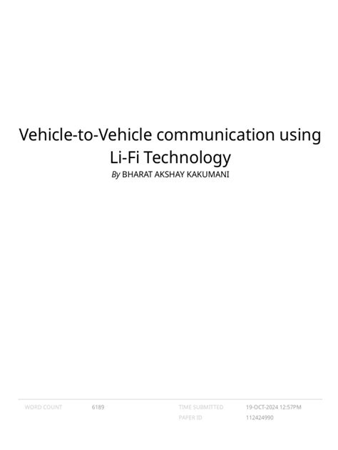 Vehicle To Vehicle Communication Using Li Fi Techn Pdf