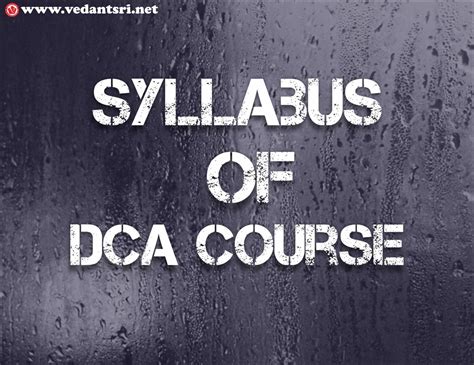 About Dca Course Detail Top Best Institute Fees Syllabus