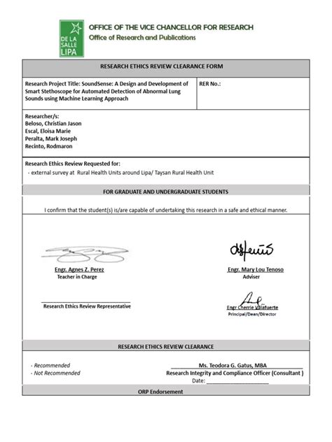 Research Ethics Review Clearance Form Pdf