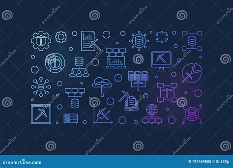 Vector Data Mining Concept Outline Colorful Banner Stock Vector Illustration Of Logo