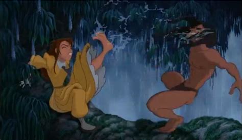 Jane Kicks Tarzan When Tarzan Tried To Look Inside Of Janes Dress