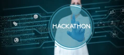 Sign Displaying Hackathon Internet Concept Event Where Large Number Of People Engage In