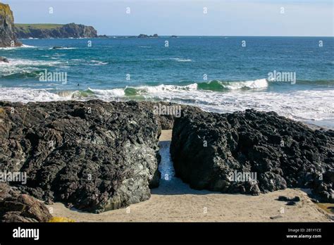 Serpentine Rock Formations On The Beach At Kynance Cove Cornwall