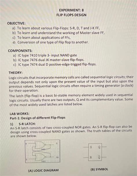 solved objective a to learn about various flip flops s r