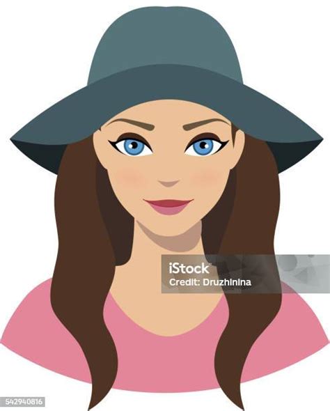 아바타 아이콘 여자아이 광범위한 모자챙 펠트 모자 개인 장식품에 대한 스톡 벡터 아트 및 기타 이미지 개인 장식품 곱슬