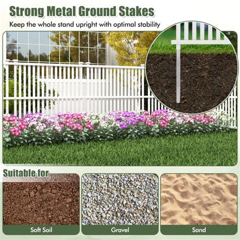 Air Conditioner Fence Panel With Metal Ground Stakes For Outside Costway