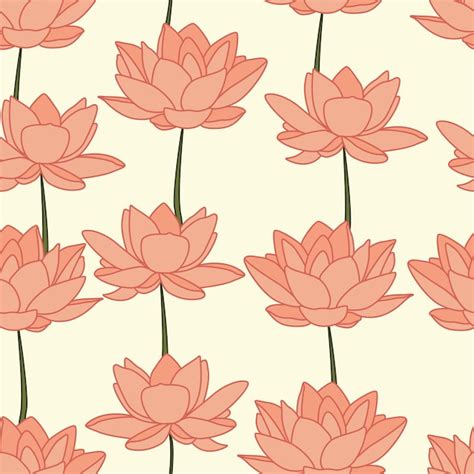 Premium Vector Water Lily Repeat Pattern Design Handdrawn Background Botanical Pattern For