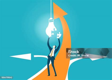 사업가 화살표를 따라 걷고 성공을 가리키는 혁신 진행 및 자문 개념 그림입니다 금융에 대한 스톡 벡터 아트 및 기타 이미지 금융 나노기술 감독 Istock