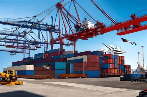Premium Photo Container Ship Being Loaded And Unloaded