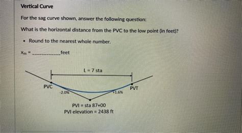 Solved Vertical Curve For The Sag Curve Shown Answer The Chegg