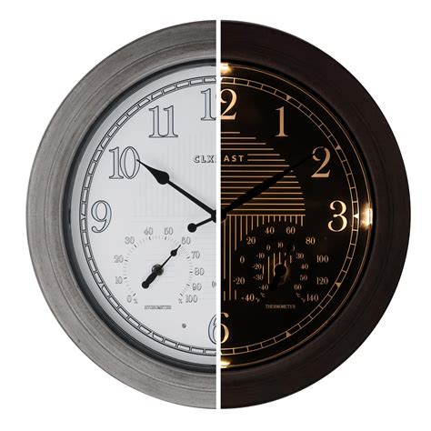 Clxeast 18 Inch Farmhouse Illuminated Outdoor Atomic Wall Clock With