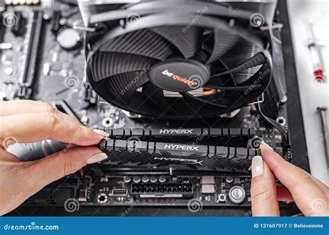 Installing Random Access Memory Into Pc Editorial Photography Image Of Ddr4 Electronic