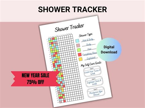 Shower Tracker Printable Habit Tracker Health Tracker Goal Tracker Health Journal Page Hair