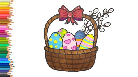 Рисунок на Пасху Корзинка с пасхальными яйцами Корзинка с вербой Drawing For Easter🎀 Youtube